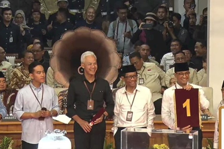 Undian Nomor Urut: Anies-Muhaimin Nomor 1, Prabowo-Gibran Nomor 2 dan Ganjar-Mahfud Nomor 3 ...